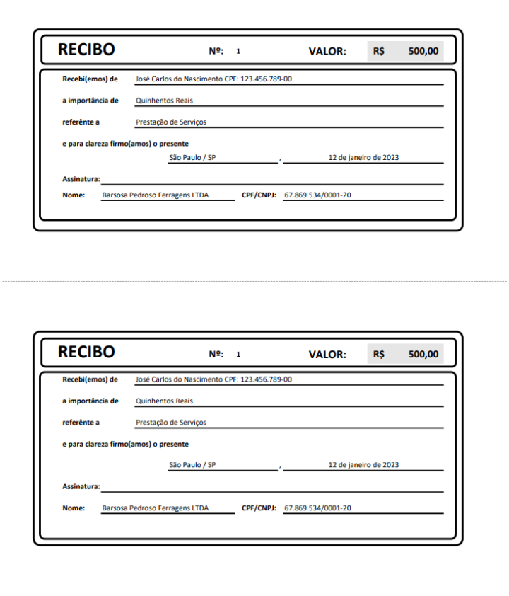 Planilha para Emissão de Recibos - Loja Excel Easy