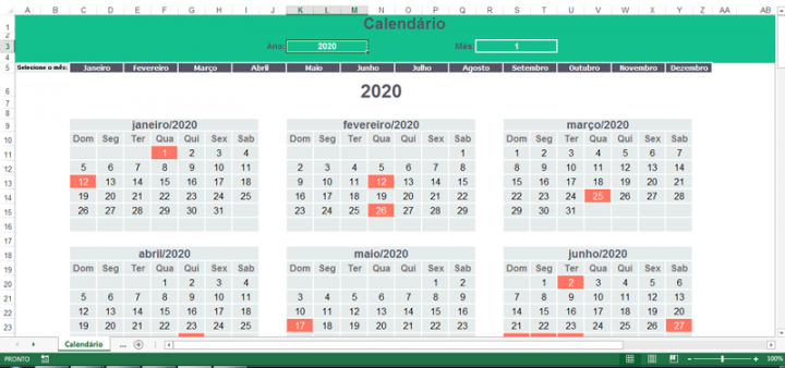 Planilha de Calendário no Excel | Agenda e Compromissos - Loja Excel Easy